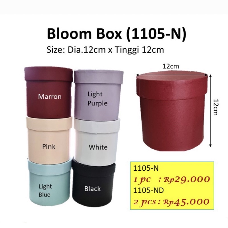 Jual Bloom Box 1105ND 2 Pcs Box Bunga Kotak Bunga Hardbox Tabung Round Flower Box Kotak Bulat ...