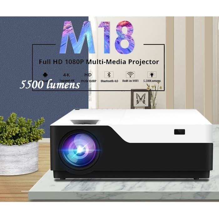 Jual Proyektor Projector 5500 Lumens Android M18 REDDO 1080 Full HD ...