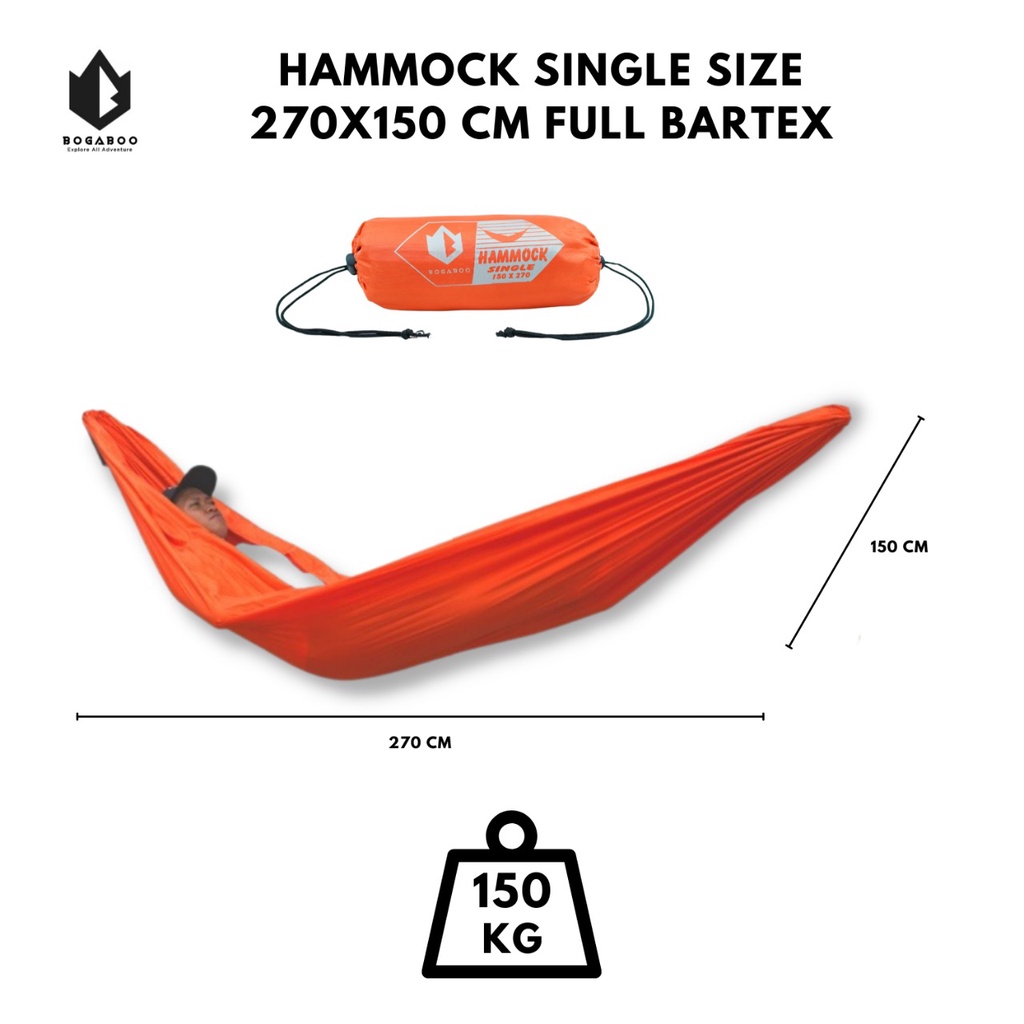 Jual [ COD ] Hammock Single Size 270x150 cm cm Full Bartex - Ayunan Gantung Dewasa Besar ...