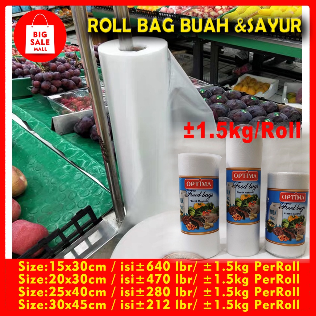 Jual Roll bag Food/Plastik Buah Sayur/fotocopy/Multifungsi Food grade ...