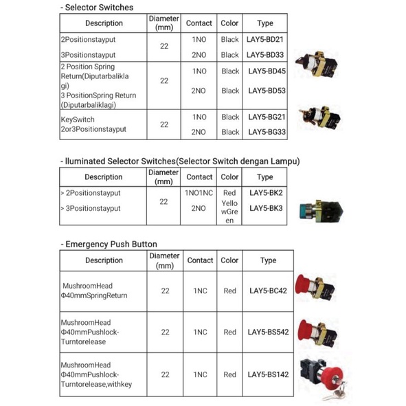 Jual Selector Switches LAY5-BG21, 2/3 position, Key switch. LAY4-BG21 ...