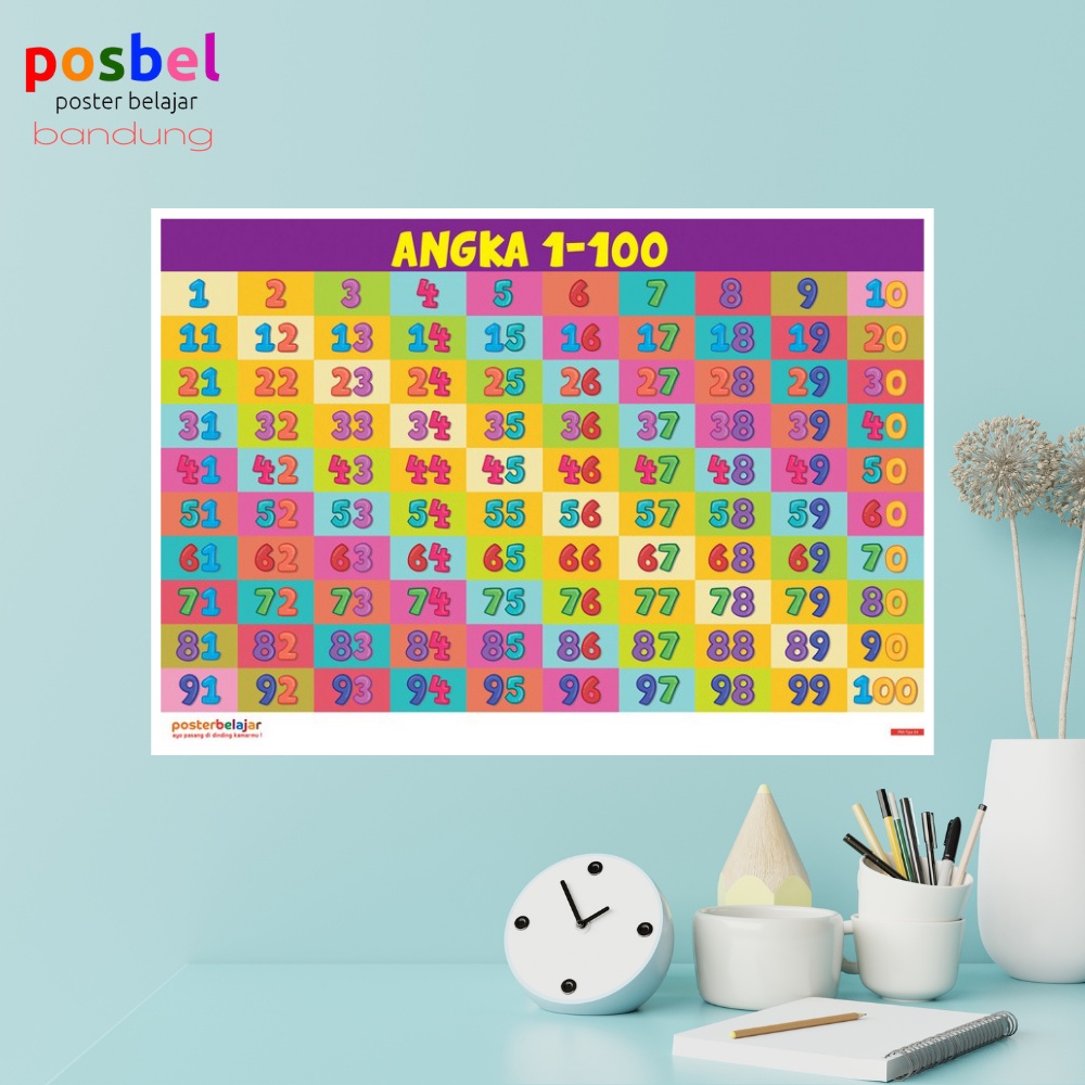 Jual POSTER BELAJAR Angka 1 -100 Posbel Anak Tipe 04 Double Laminasi ...