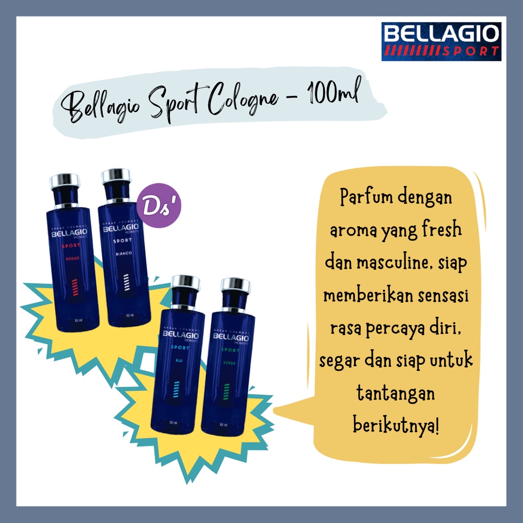 Jual Bellagio Sport Cologne 100ml - Parfum pria Bellagio 100ml | Shopee ...