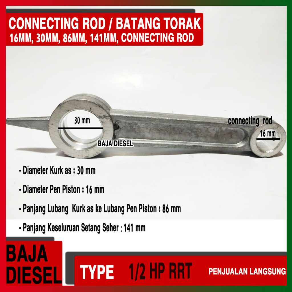 Jual Connecting Rod / Stang piston Mesin Compressor Angin RRT 1/2 HP ...