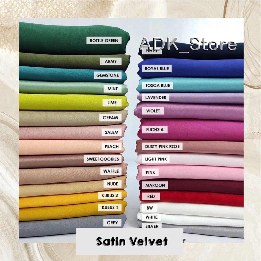 Jual Kain Satin Saten Velvet Maxmara Polos Bridesmaid Meteran Super A Grade | Kain Satin Velvet ...