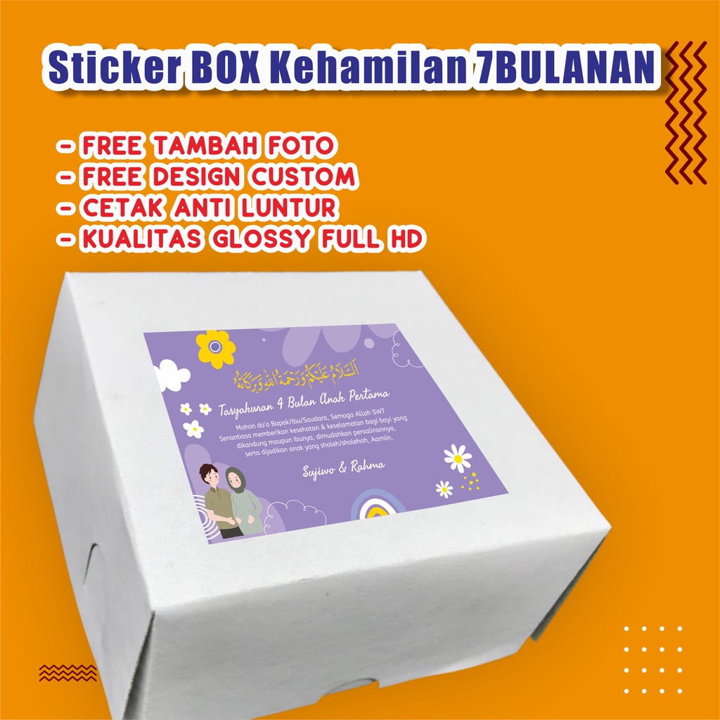 Jual Sticker Kehamilan 7 Bulanan Stiker Box Kotak Nasi Tasyakuran ...