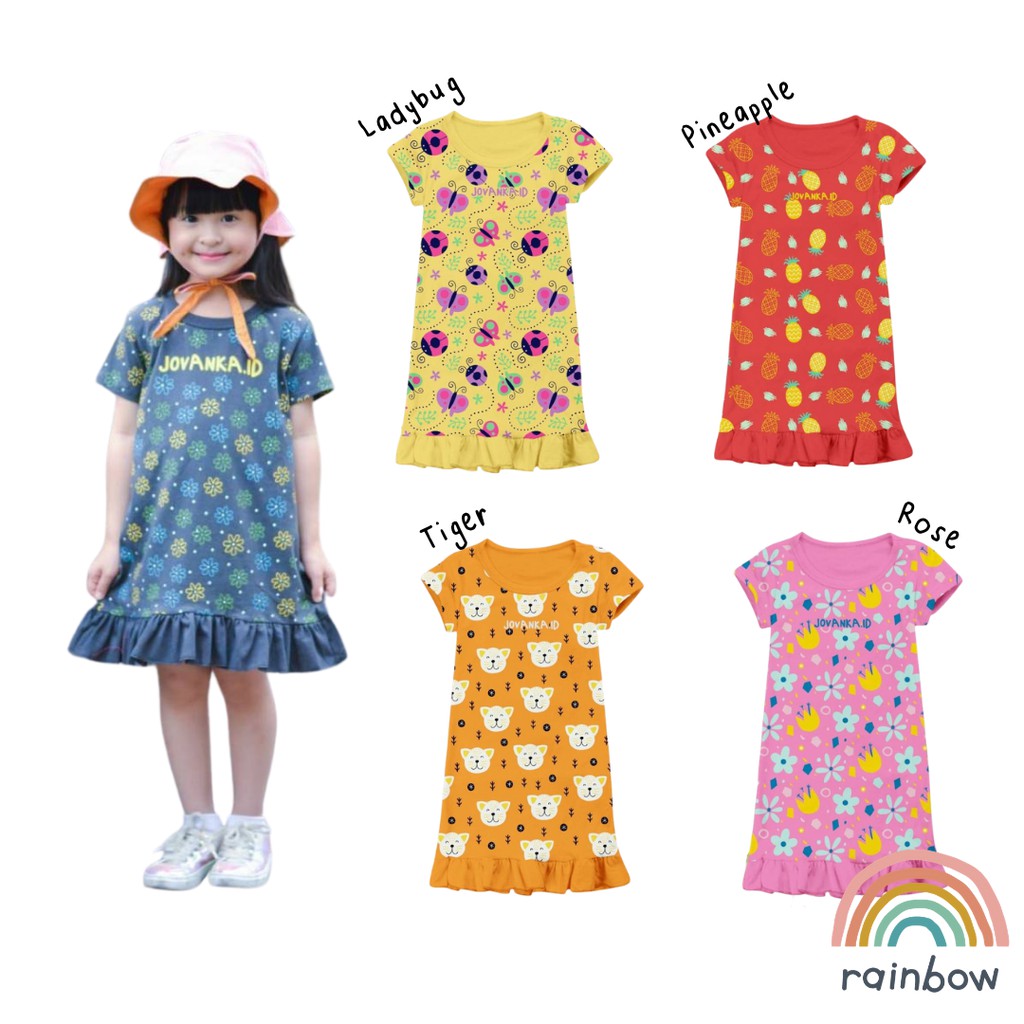 Jual Daster Baju Rumah Anak Perempuan 2 4 6 8 10 tahun Rainbow.Kids ...