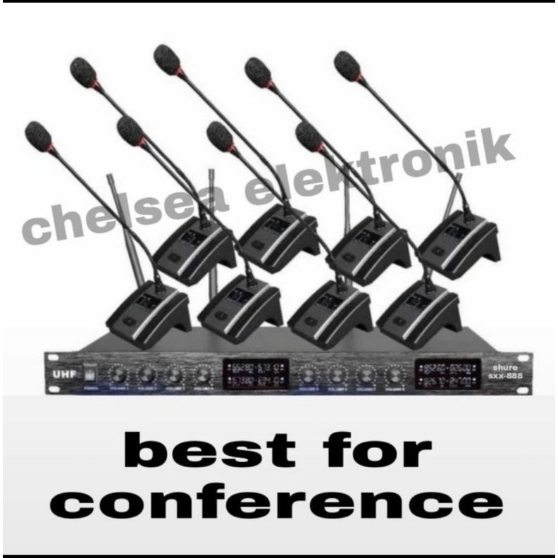 Jual MIC SHURE MEJA SXX-888 ISI 8 MULTI FREQUENCY RAPAT PODIUM MEETING ...