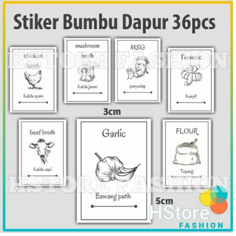 Jual Stiker Bumbu Dapur VARIASI 5 ( ISI 36 Stiker ) | Shopee Indonesia