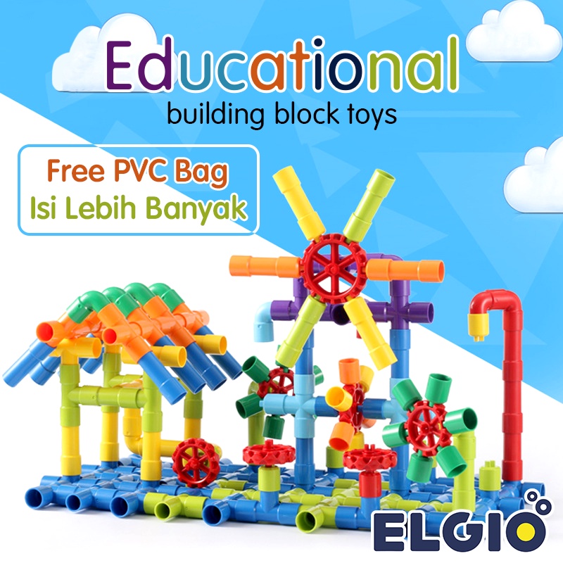 Jual ELGIO - Mainan Balok Pipa Pipe Educational Building Block Toys 301Y-5 300Y-5 | Shopee Indonesia