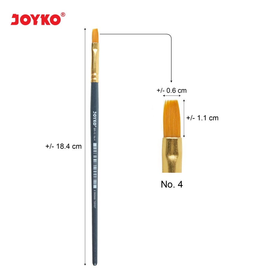 Jual KUAS PIPIH JOYKO BR-10 No.00 - No.12 | FLAT NYLON BRUSH | KUAS CAT ...