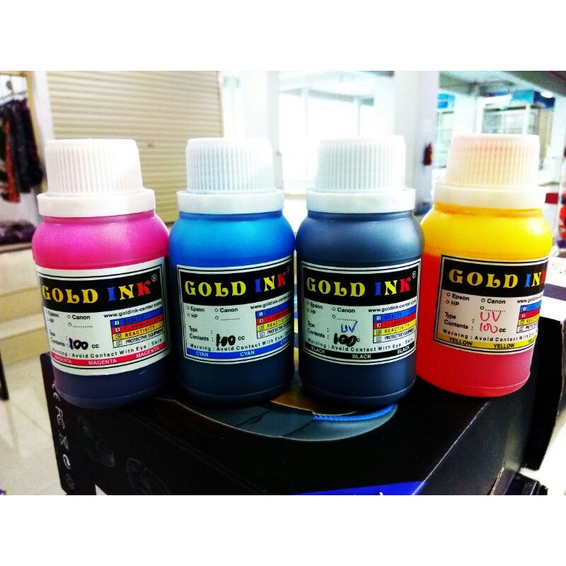 Jual TINTA UV GOLD INK ,terbaik ..krn hasil cetak bagus ,cerah,tahan ...