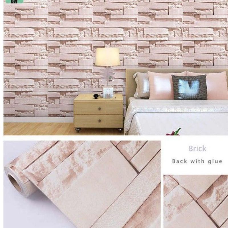 Jual Wallpaper Sticker Dinding Motif Batu Bata 3D Istimewah Dekorasi ...
