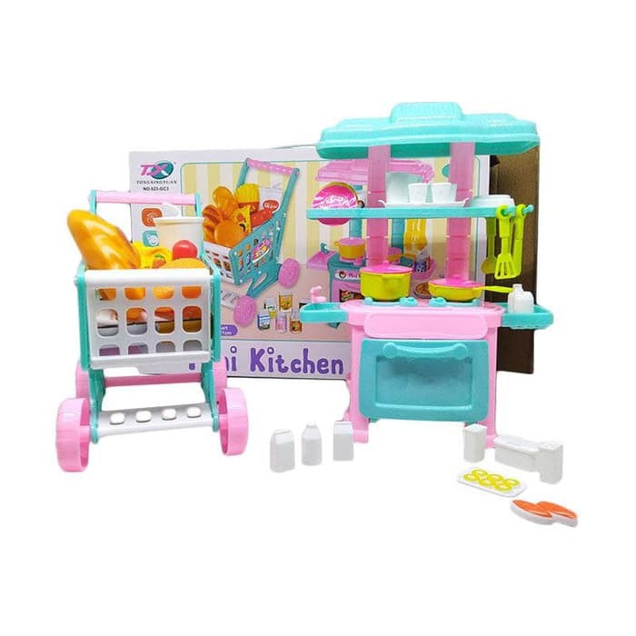 Jual 100% GOYANG HARGA : MAINAN MINI KITCHEN + SHOPPING CART KERANJANG ...