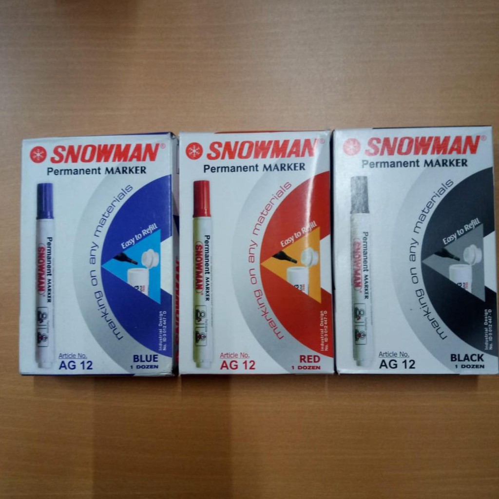 Jual Spidol Permanent Marker Snowman AG12 AG 12 | Shopee Indonesia