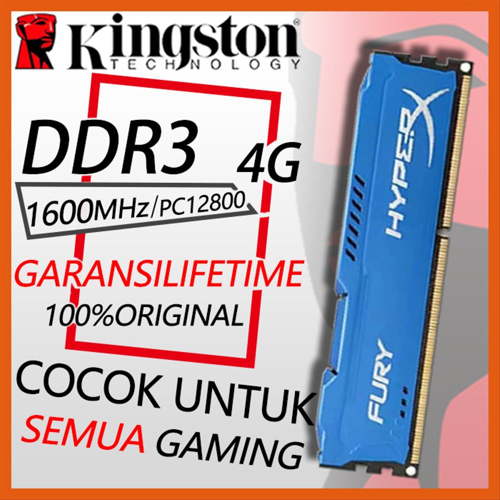 Jual Promo RAM KINGSTON HYPER X FURY GAMING DDR3 4GB PC 12800 LONGDIMM ...