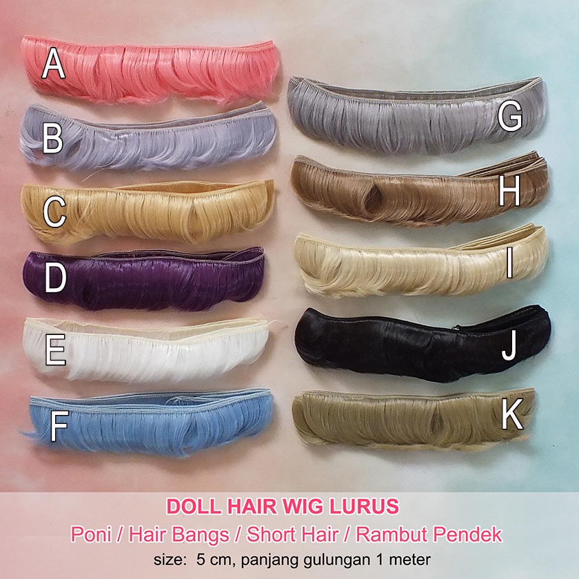 Jual Wig Rambut Palsu Lurus Rambut Pendek / Poni Hair Bangs Boneka Doll ...