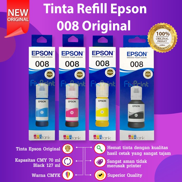 Jual Tinta Epson 008 T06G Original Black Cyan Magenta Yellow Printer ...