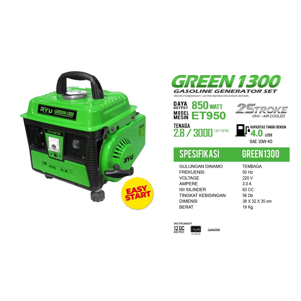 Jual GENSET/GENERATOR SET GREEN1300 - RYU | Shopee Indonesia