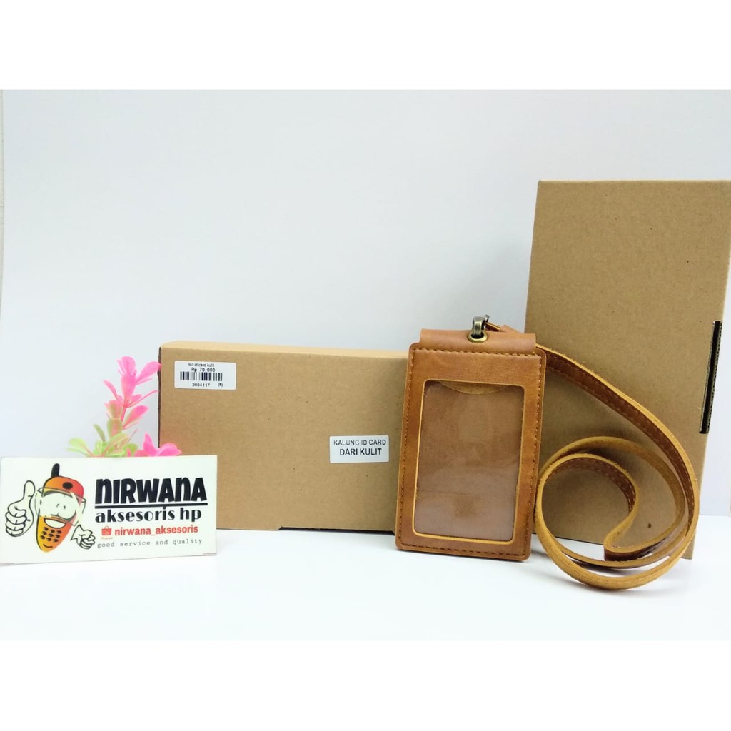 Jual Tali ID Card kulit leather Gantungan Name Tag Kulit Kualitas Bagus ...