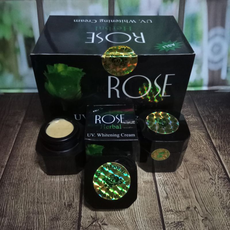 Jual 12 Pcs Cream Rose Herbal UV whitening cream Original ( Dus Hitam ...