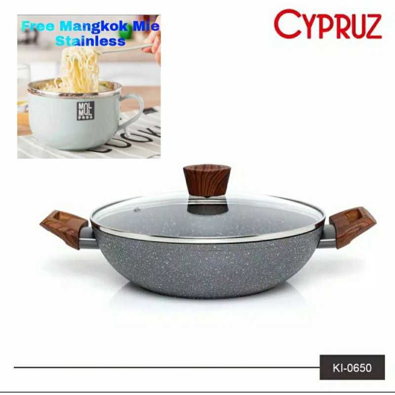 Jual KI0650 KITCHEN HOUSE CYPRUZ KUALI WOKMARBLE 30CM 30 CM WITH LID ...