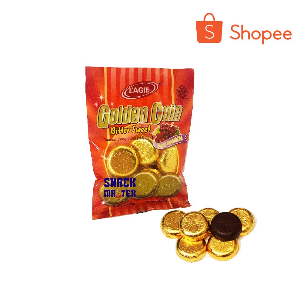 Jual L'AGIE Golden Coin - Cokelat Koin isi Kismis - Netto 56 gr ...