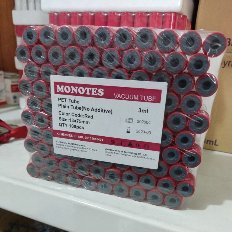 Jual plain tube tabung 3ml pet warna merah color red vaccum tube exp ...