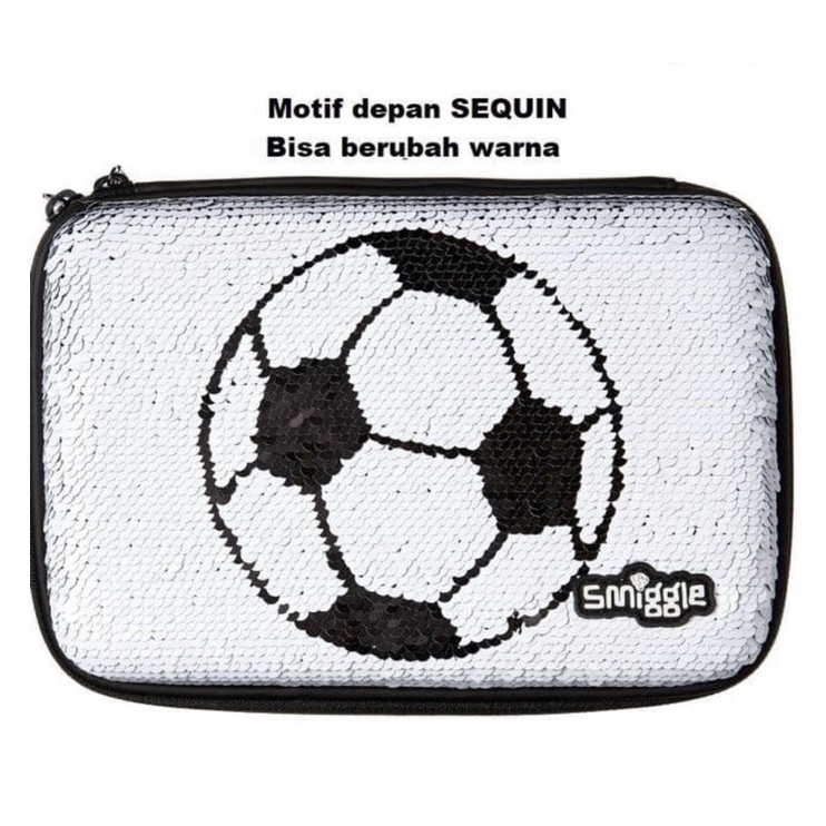 Jual SMIGGLE PENCIL CASE HARDTOP SOCCER BALL SEQUIN WHITE TEMPAT PENSIL ...