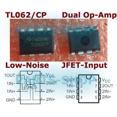 Jual IC TL062 Dual Low Power Op-amp JFET-Input TL062CP OpAmp TL 062 Operational Amplifiers DIP-8 ...