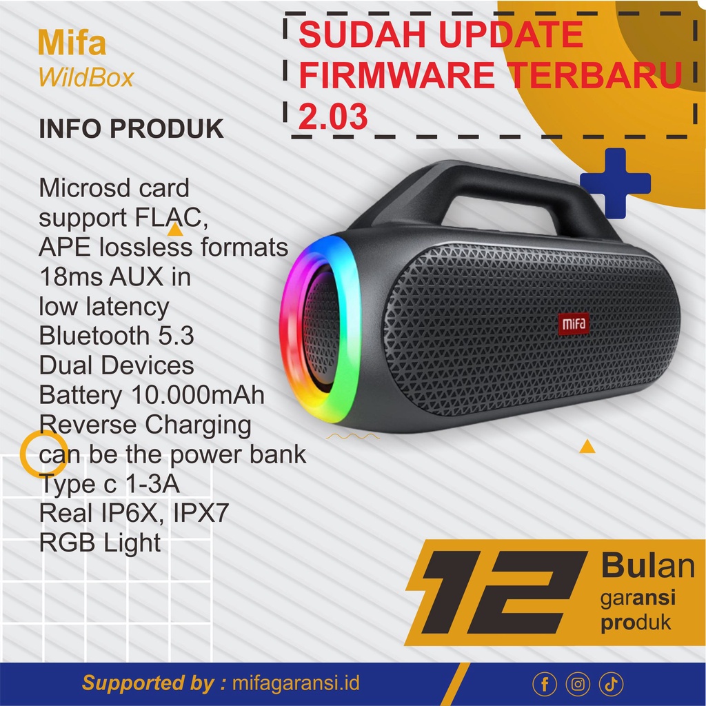 Jual Speaker Bluetooth Mifa WildBox 60W Bluetooth 5.0 Speaker | Shopee ...