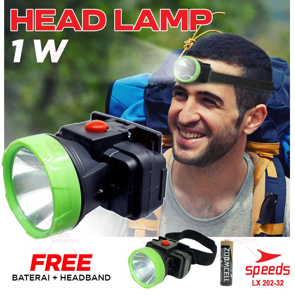 Jual SPEEDS Head Lamp Lampu Senter Kepala Cahaya Lampu Camping Putih ...