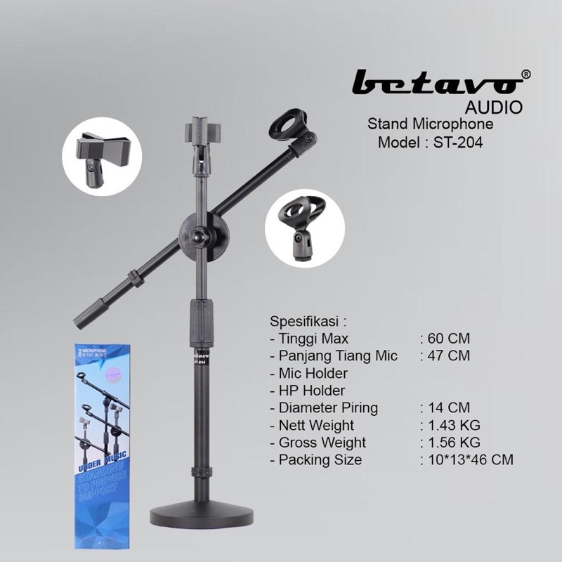 Jual STAND MIC BETAVO ST-204 PROFESSIONAL STAND MICROPHONE | Shopee Indonesia