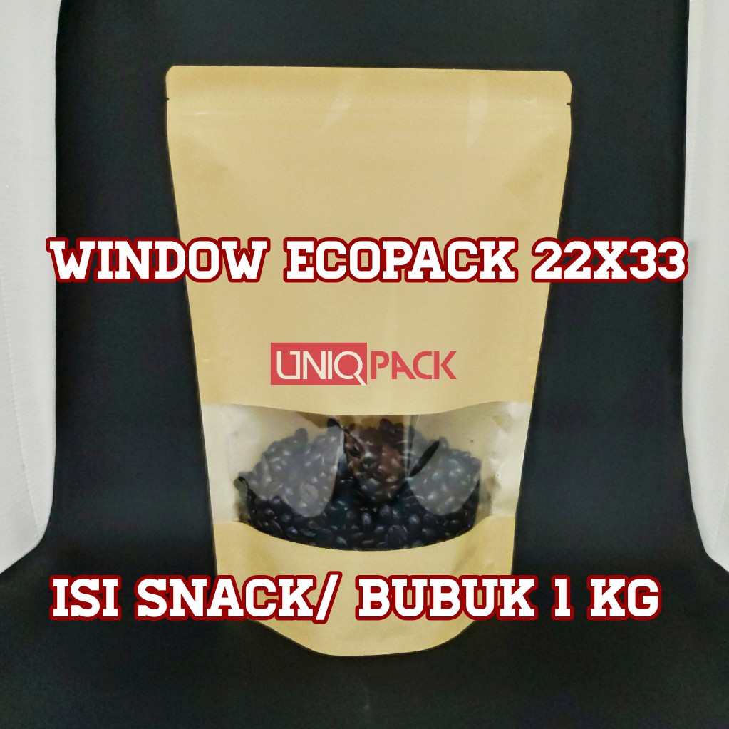 Jual [100 pcs] Standing Pouch Window Ecopack 22x33 Kpack/ Kertas Paper ...