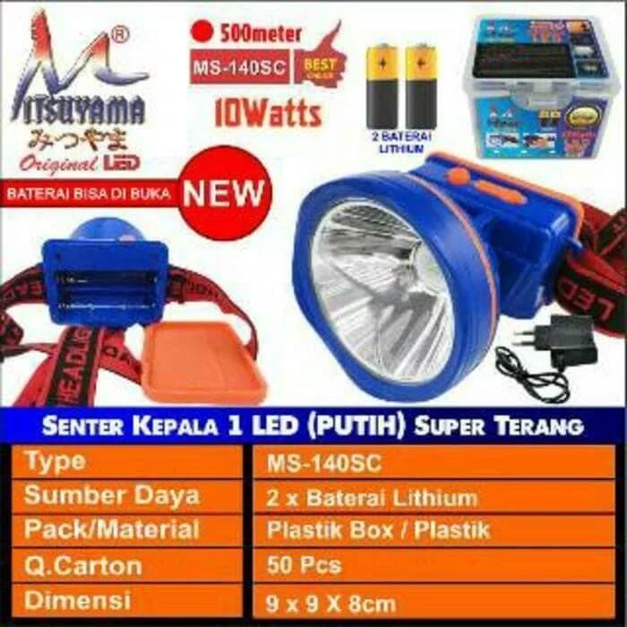 Jual Senter Kepala / Headlamp 1 LED Putih 500 Meter Mitsuyama MS-140SC | Shopee Indonesia