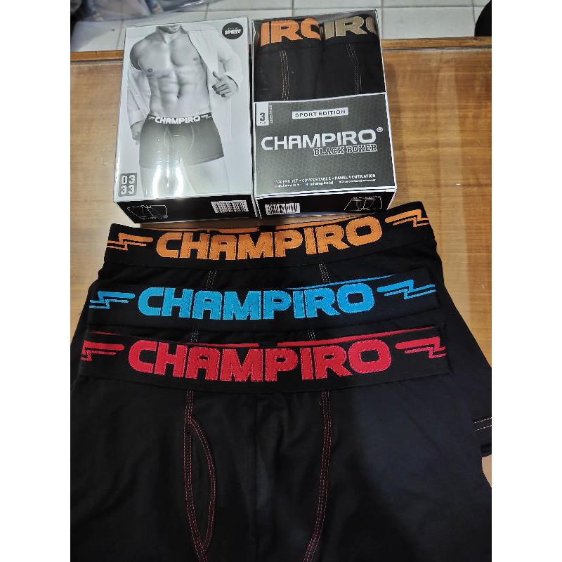 Jual BOXER CHAMPIRO PRIA 0330 0333 / BLACK BOXER 3 PCS / BOXER PRIA ...