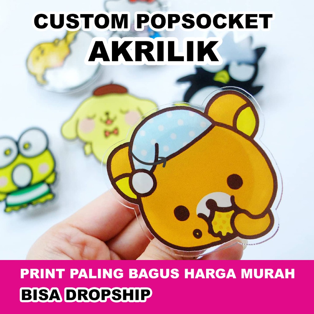 Jual Popsocket Akrilik Custom Gambar Merchandise Pop Socket Stand Hp ...