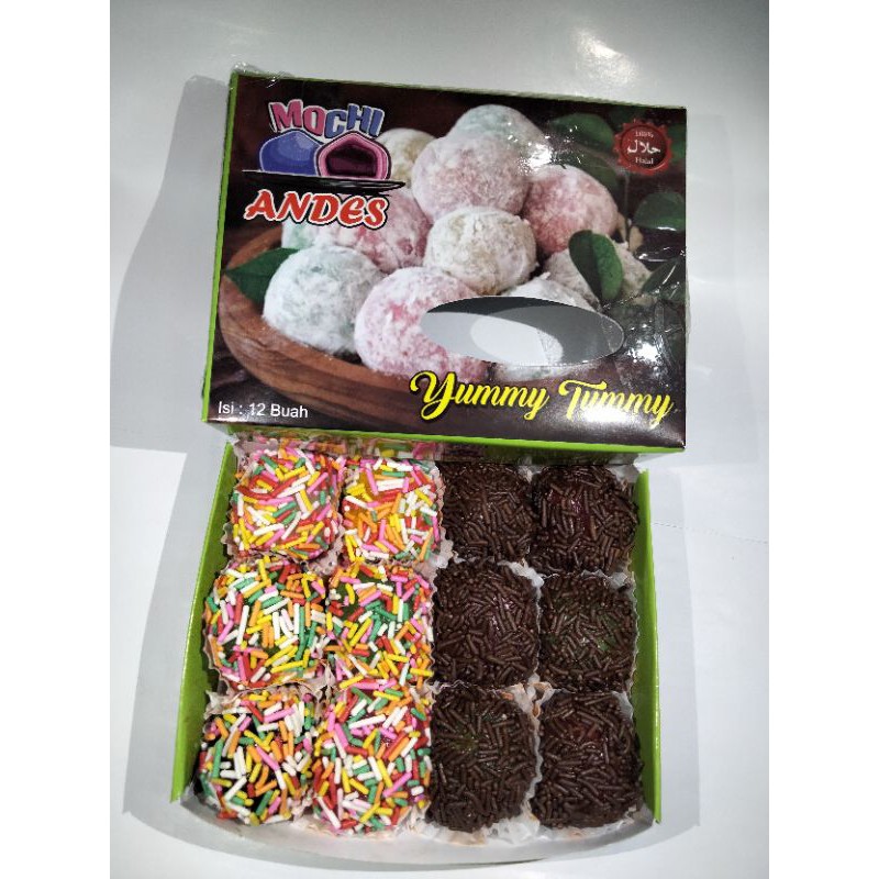 Jual mochi mese dua rasa coklat dan mix / moci mix isi kacang 12 biji ...