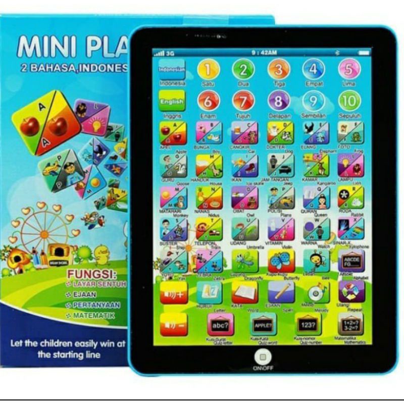 Jual mainan anak edukasi mini playpad 2 bahasa inggris indonesia ...