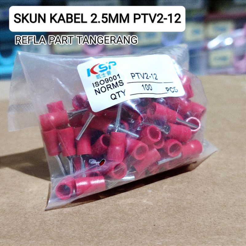 Jual 1 PACK SKUN KABEL INSULATED PIN TERMINAL 2.5MM PTV2-12 MERAH ...