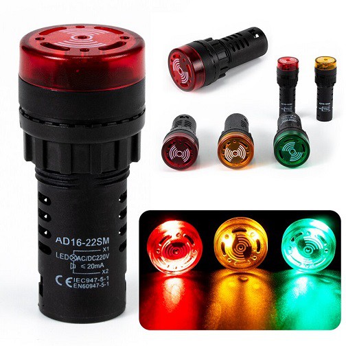 Jual Lampu Led Flash Buzzer 220VAC AD16-22SM LED Light Pilot Lamp Alarm Signal Input Langsung ...