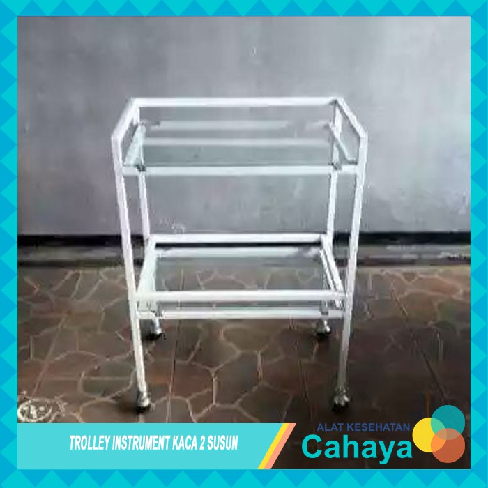 Jual Troli Instrument 2 Susun Besi Powder Coating Kaca | Trolley Rak ...