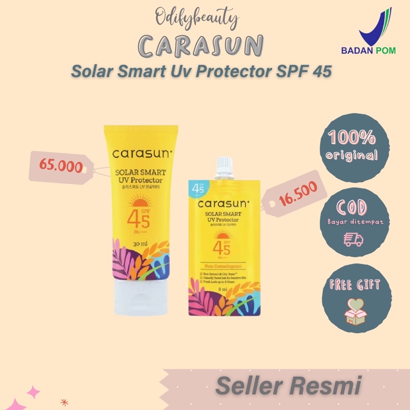 Jual Carasun Solar Smart UV Protector SPF 45 | Carasun Sunscreen 8ml & 30ml | Shopee Indonesia