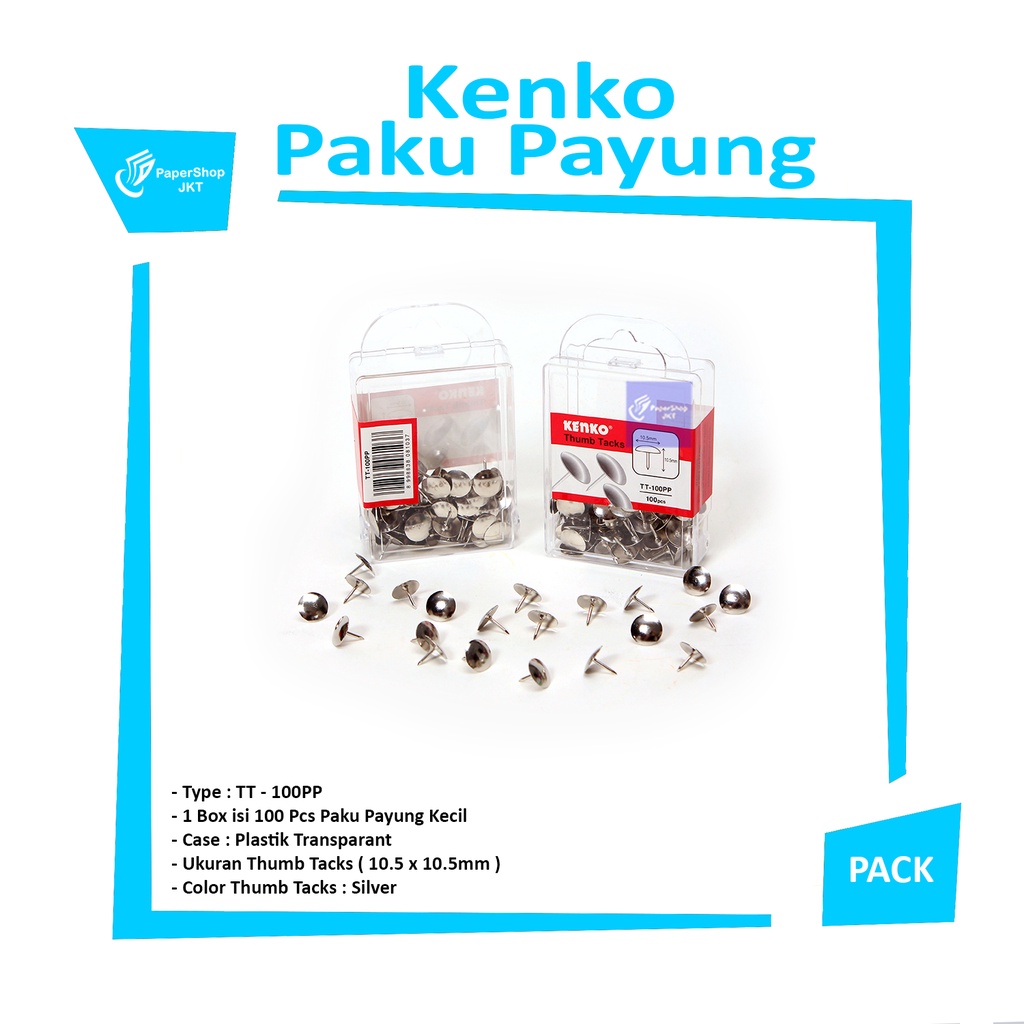 Jual KENKO - TT-100PP Thumb Tacks - Paku Payung Kecil - Pack | Shopee ...