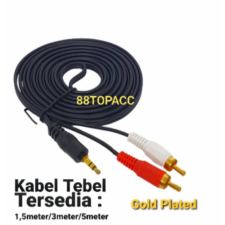 Jual Kabel Jack Audio To 2 Rca gold Plated 1,5 Meter / 3 Meter / 5 ...
