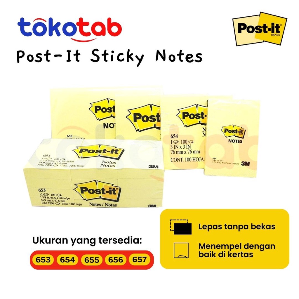 Jual Tokotab - 3M POST-IT Memo Sticky Notes 653/ 654/ 655/ 656/ 657 ...