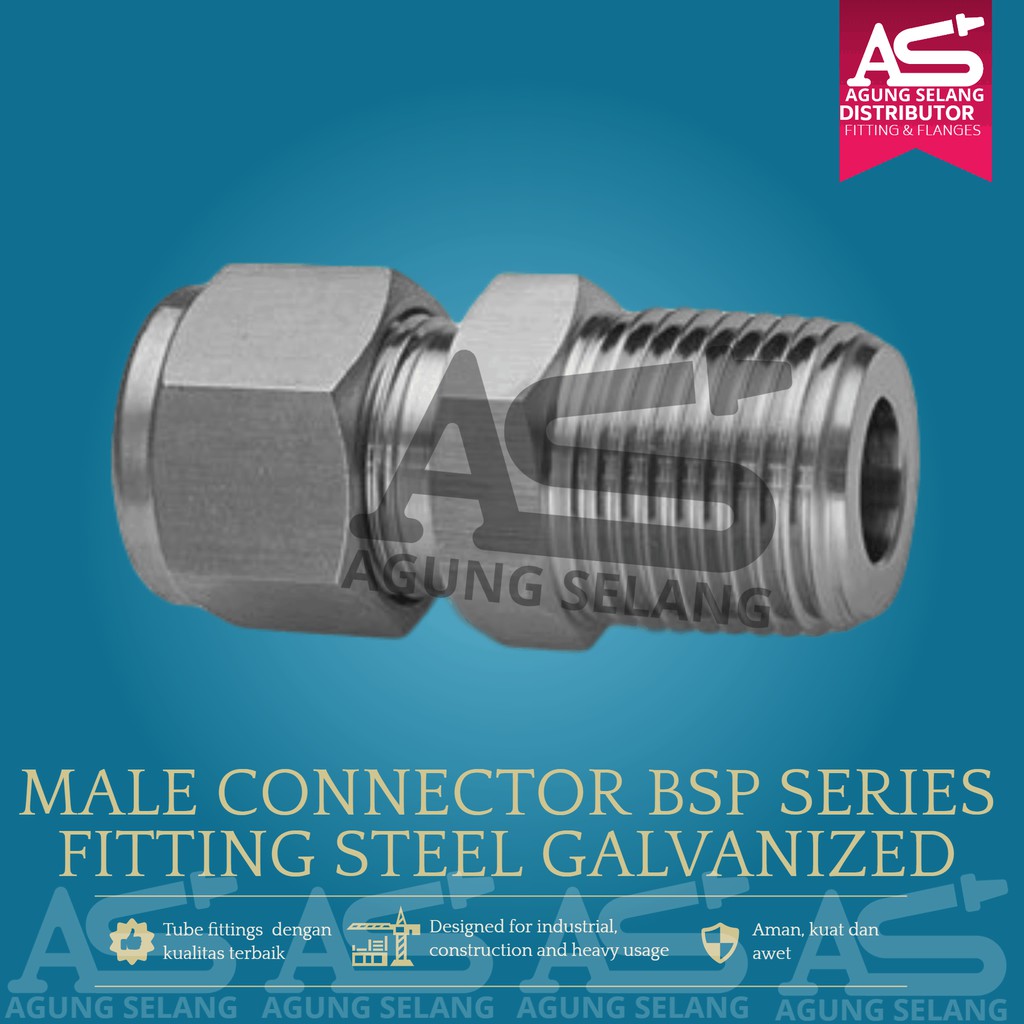Jual Male Connector 12L x 1/2" NPT Galvanis Steel Union Tube Fitting ...