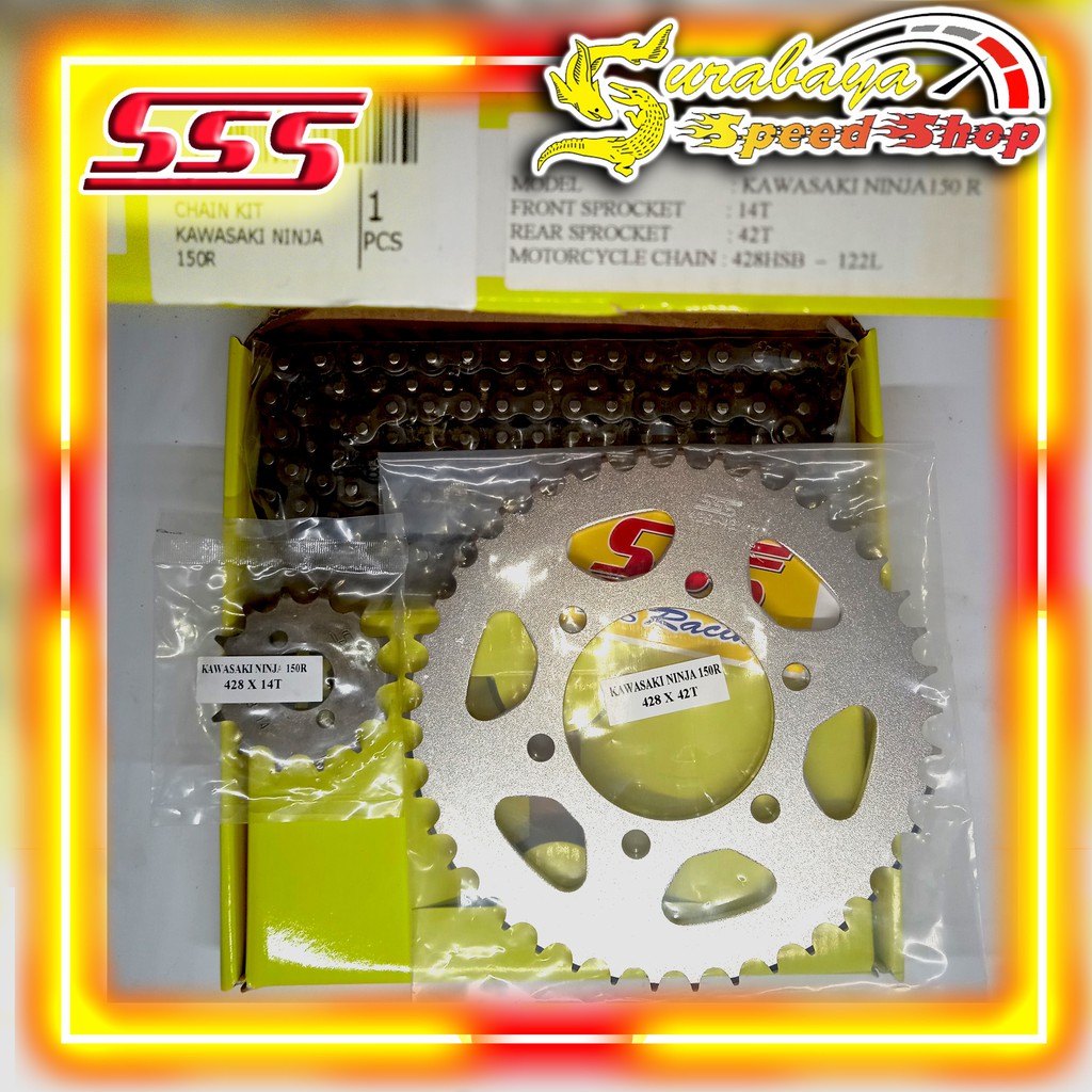 Jual SSS Chain Kit Gear Set Kawasaki Ninja150R Ninja R Gear Depan Belakang Rantai Original SSS ...