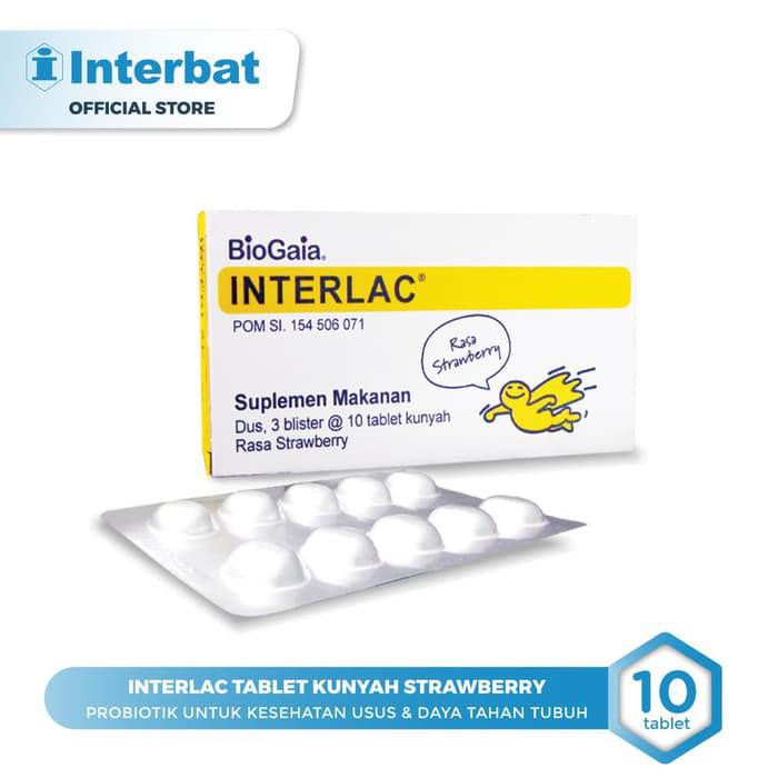 Jual Interlac Probiotik Tablet Kunyah Strawberry - 3 blister @10 tablet ...