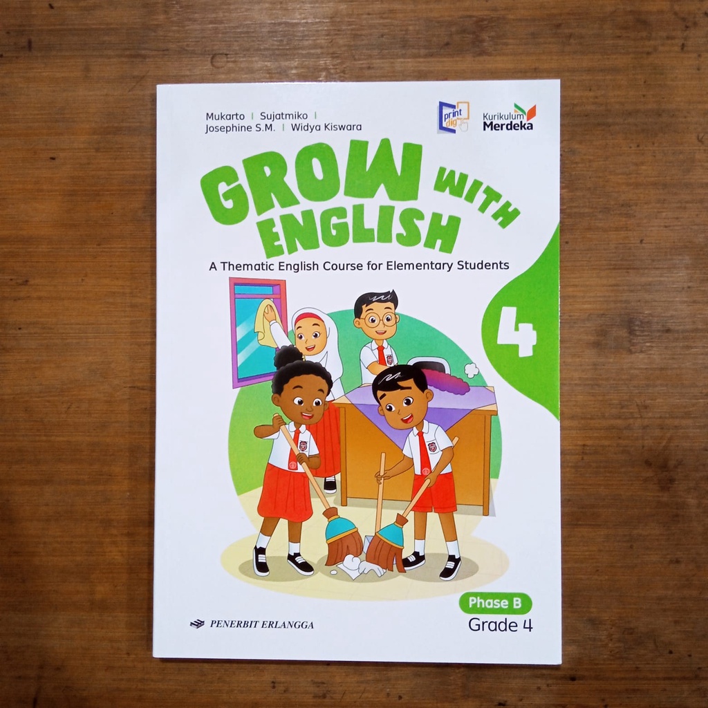 Jual ORIGINAL GROW WITH ENGLISH KELAS 4 SD / MI ERLANGGA MUKARTO ...